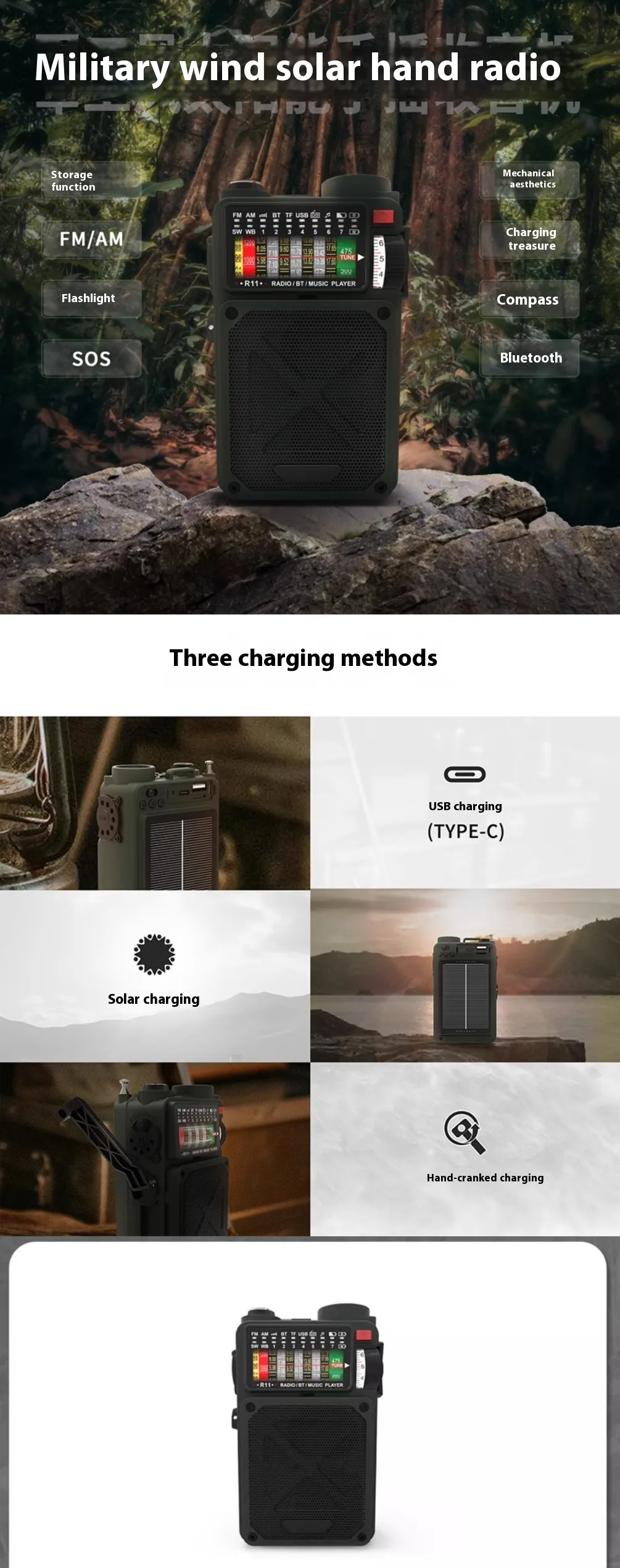 WETACTICS Disaster prevention hand cranked radio, power bank, solar ...