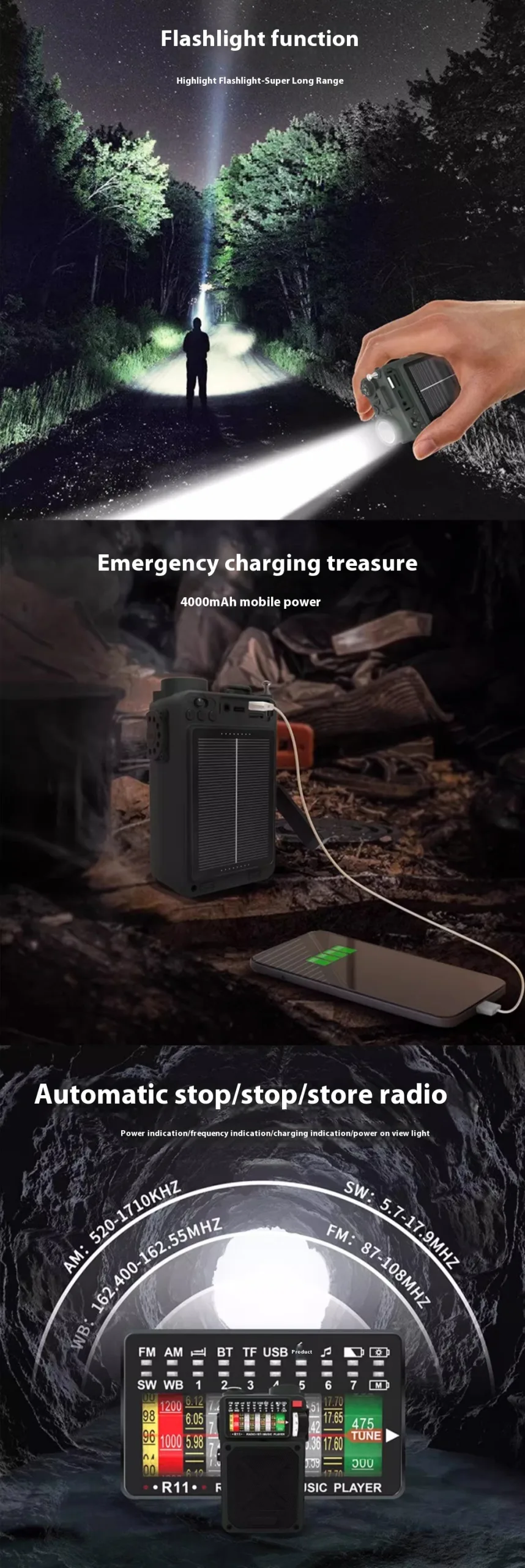 WETACTICS Disaster prevention hand cranked radio, power bank, solar ...